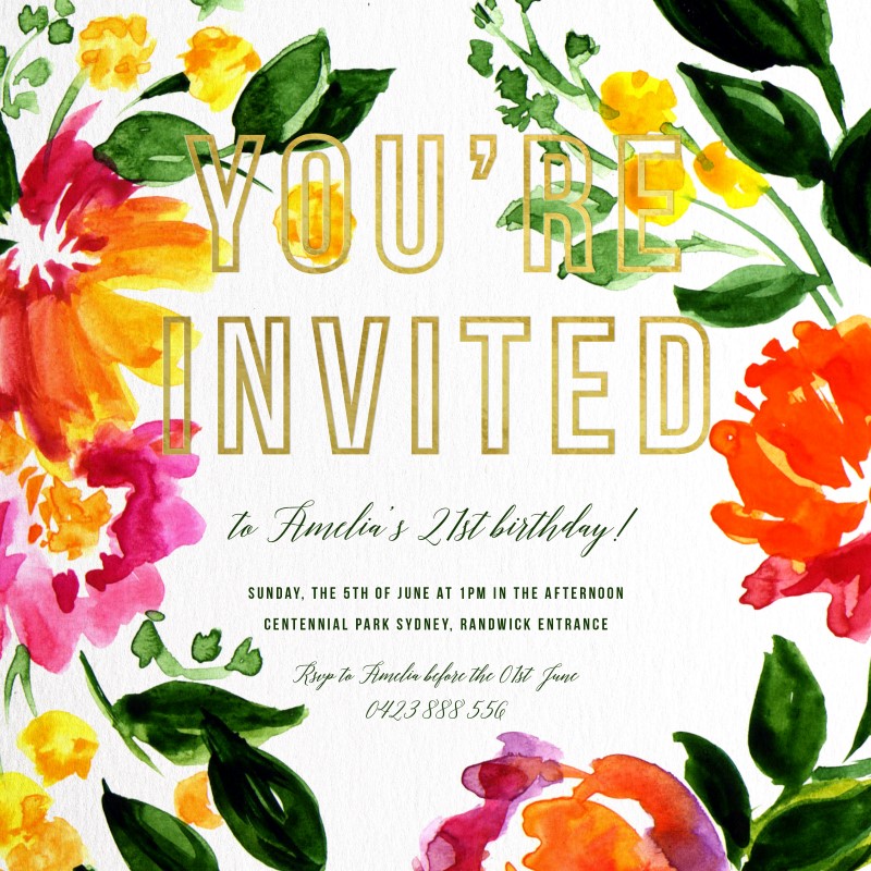 Spring Birthday | Metallic | Birthday Invitations