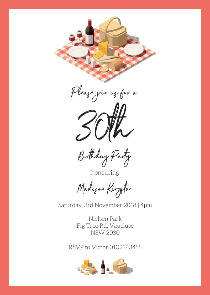 Picnic Party Invitations Wording Picnic Birthday Invitation, EDITABLE
