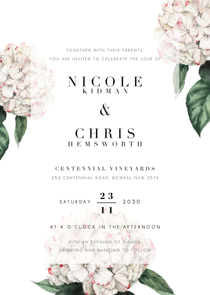 Customise Hydrangea Wedding Invitations by Paperlust