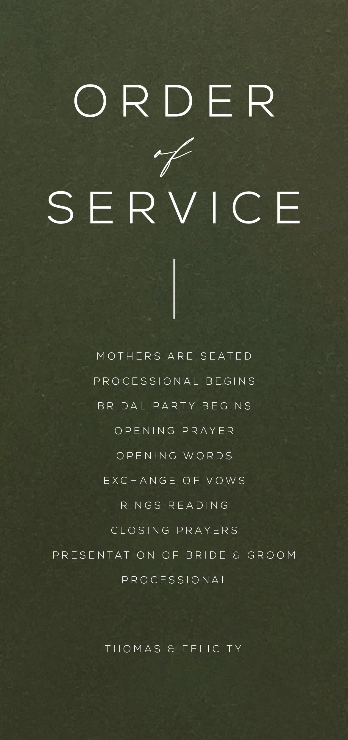 Verde | White Ink | Wedding Programs