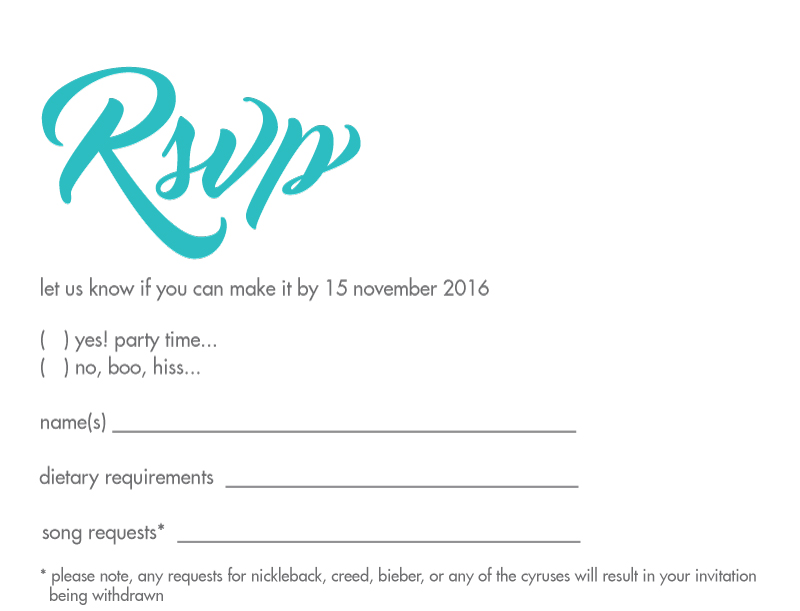 Customise Page Of Modern Script | Letterpress | RSVP Cards