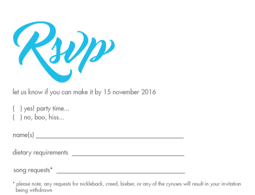 Customise Page Of Modern Script | Letterpress | RSVP Cards