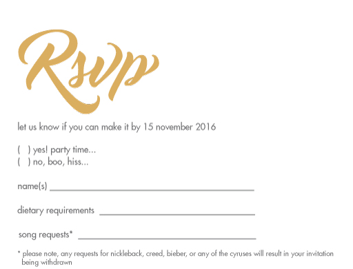 Customise Page Of Modern Script | Letterpress | RSVP Cards