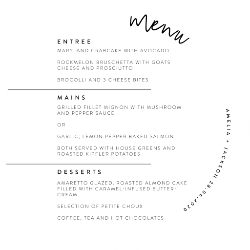 Customise Linear Wedding Menu by Paperlust