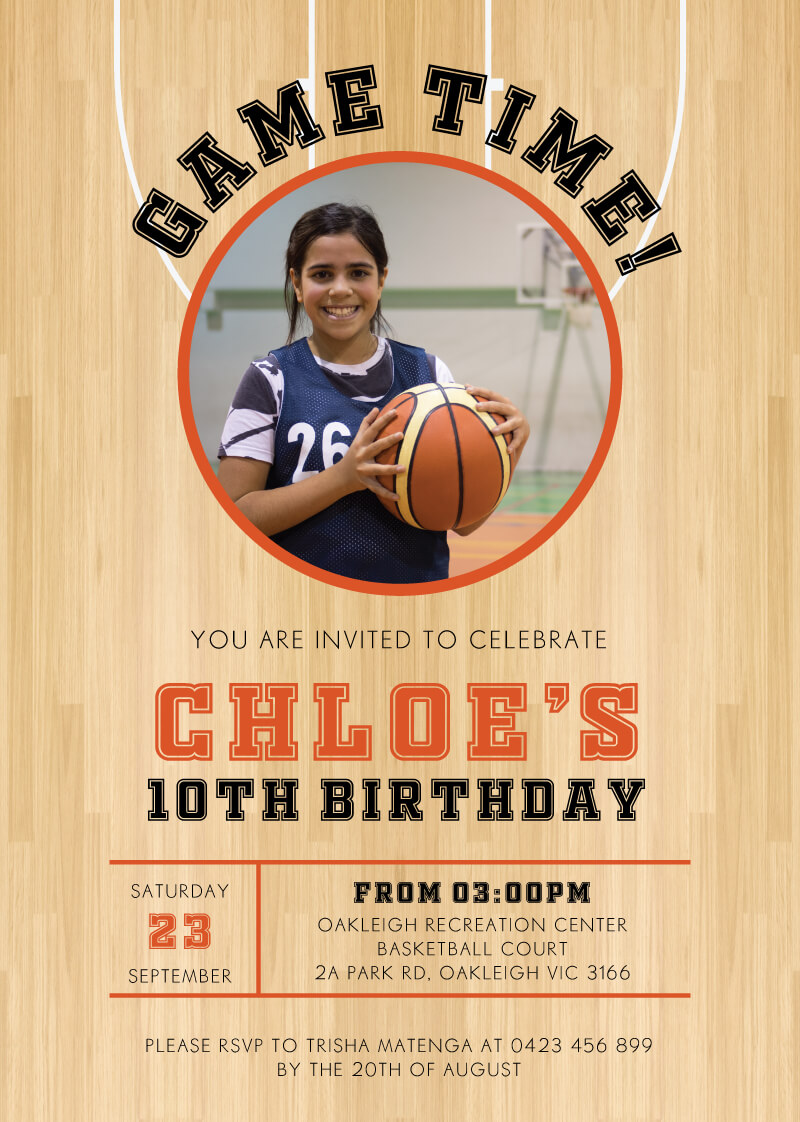 Basketball Party Invitation Free Template Basketball Birthday Sports